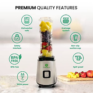 TheHitDeal Personal Blender for Shakes and Smoothies - Bullet Blender with 20 Oz Tritan Cup, 300W Power, One Button Operation, Portable Blender, Travel Cup