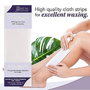Satin Smooth Non-Woven Cloth Waxing Strips, Large, 100 ct x 1 pack