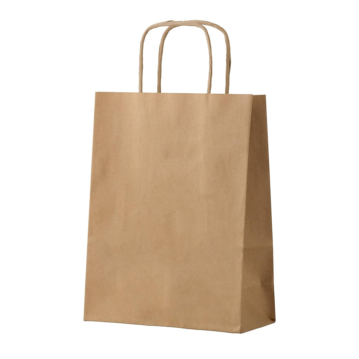 FACEBAG 50-Pack Brown Paper Bags with Handles Bulk, 8x4.25x10.5 Inches,Medium-sized Gift Bags with Handles for Party Favors，Take-Out，Grocery Shopping & Retail，Reusable & Durable