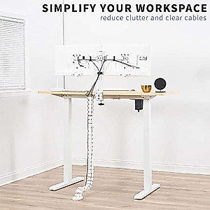 VIVO Vertebrae Cable Management Kit, Height Adjustable Desk Quad Entry Wire Organizer, White, DESK-AC01C-W