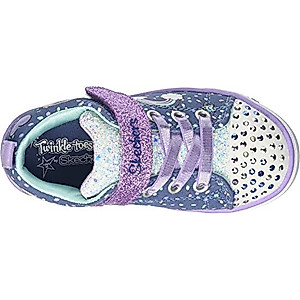 Skechers Kids Girls Sparkle LITE-Unicorn Craze Sneaker, Denim/Lavender, 2 Little Kid