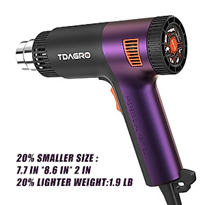 A Nice Heat Gun, Compact but Powerful, Variable Temp Control 122℉~1202℉, Fast Heating Smaller Heat Gun for Crafting, Shrink Tubing,Shrink Wrap,Vinyl Wrap, Intergrated Holder for Hands Free & Hanging