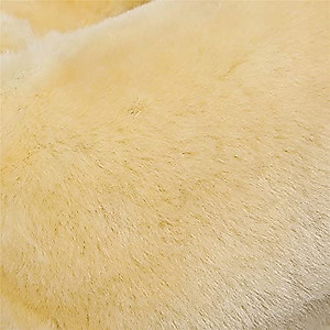 EvaLuLu Genuine Leather Women Handbag FursTote Bag (Light Yellow)