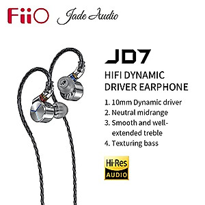 FiiO/JadeAudio JD7 Dynamic Drive in-Ear Earphone, HiFi Wired Earphone with Bass Super Sound Earbud Music Earphones for Audio Engineer, Musician (Silver)