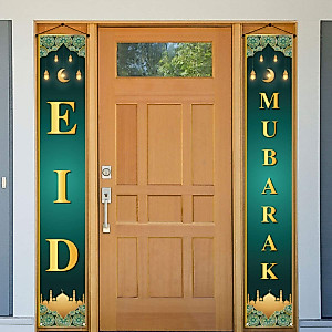 Eid Mubarak Decorations Banner Islamic Eid Festival Celebration Welcome Porch Sign Muslim Ramadan Party Decor and Suppliesl for Home