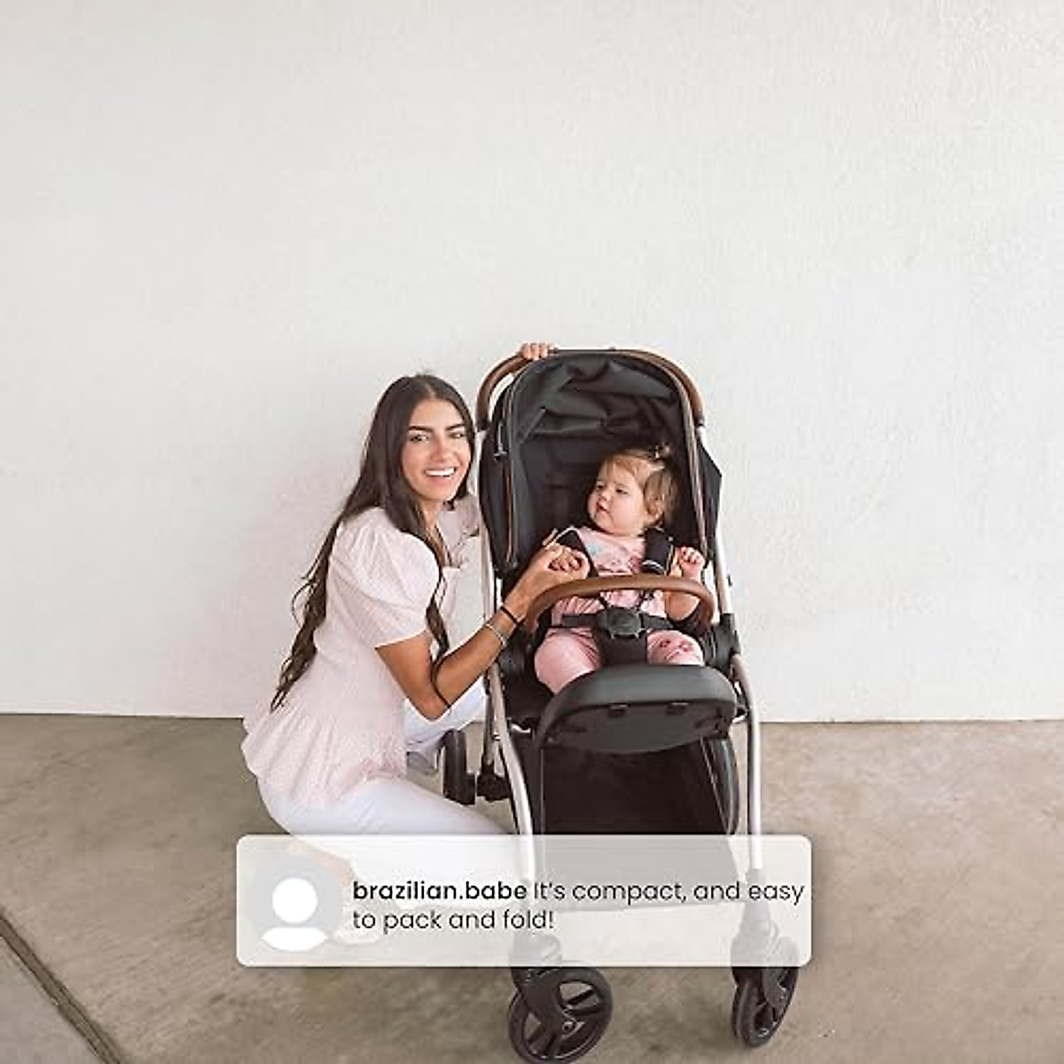 Delta Children Revolve Reversible Stroller - Leather Handlebar; One Hand Easy Fold; Lightweight Shock-Absorbing Frame; Reclining Seat and Adjustable Footrest, Black