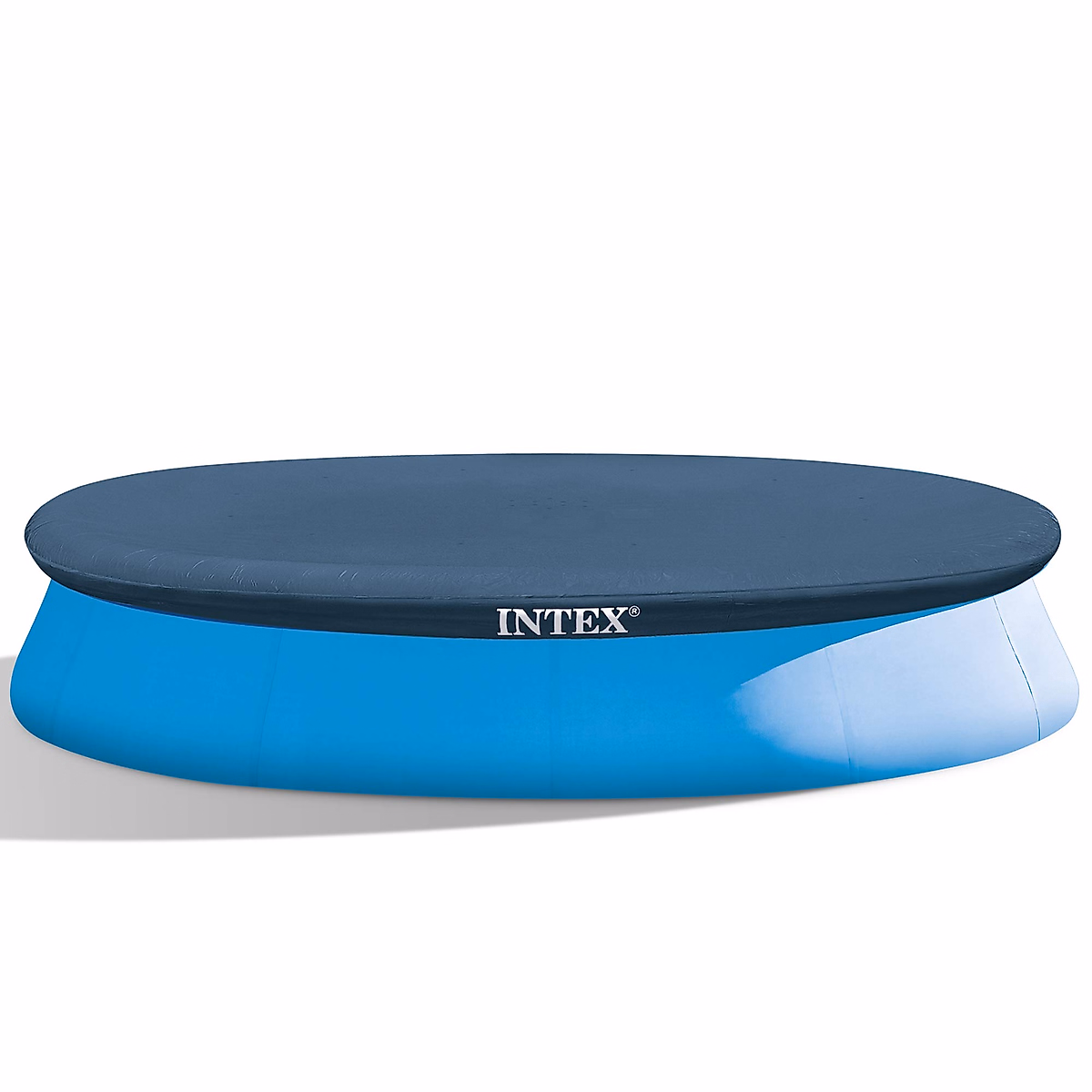 INTEX 28022E Pool Cover: For 12ft Round Easy Set Pools – Includes Rope Tie – Drain Holes – 12in Overhang – Snug Fit