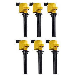 ENA Set of 6 Yellow Ignition Coil Pack 2001-2008 Compatible with Ford Mercury Mazda Tribute Mariner Escape Five Hundred Freestyle Montego Taurus Sable V6 3.0L Replacement for DG500 DG513 FD502