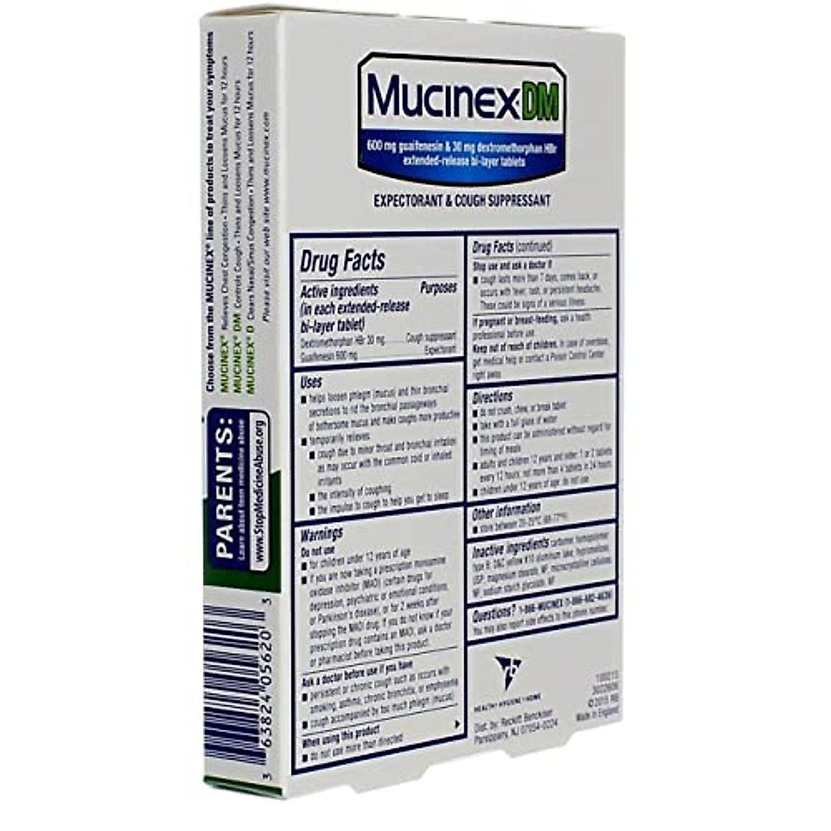 Mucinex DM 12-Hour Expectorant and Cough Suppressant Tablets, 20 Count