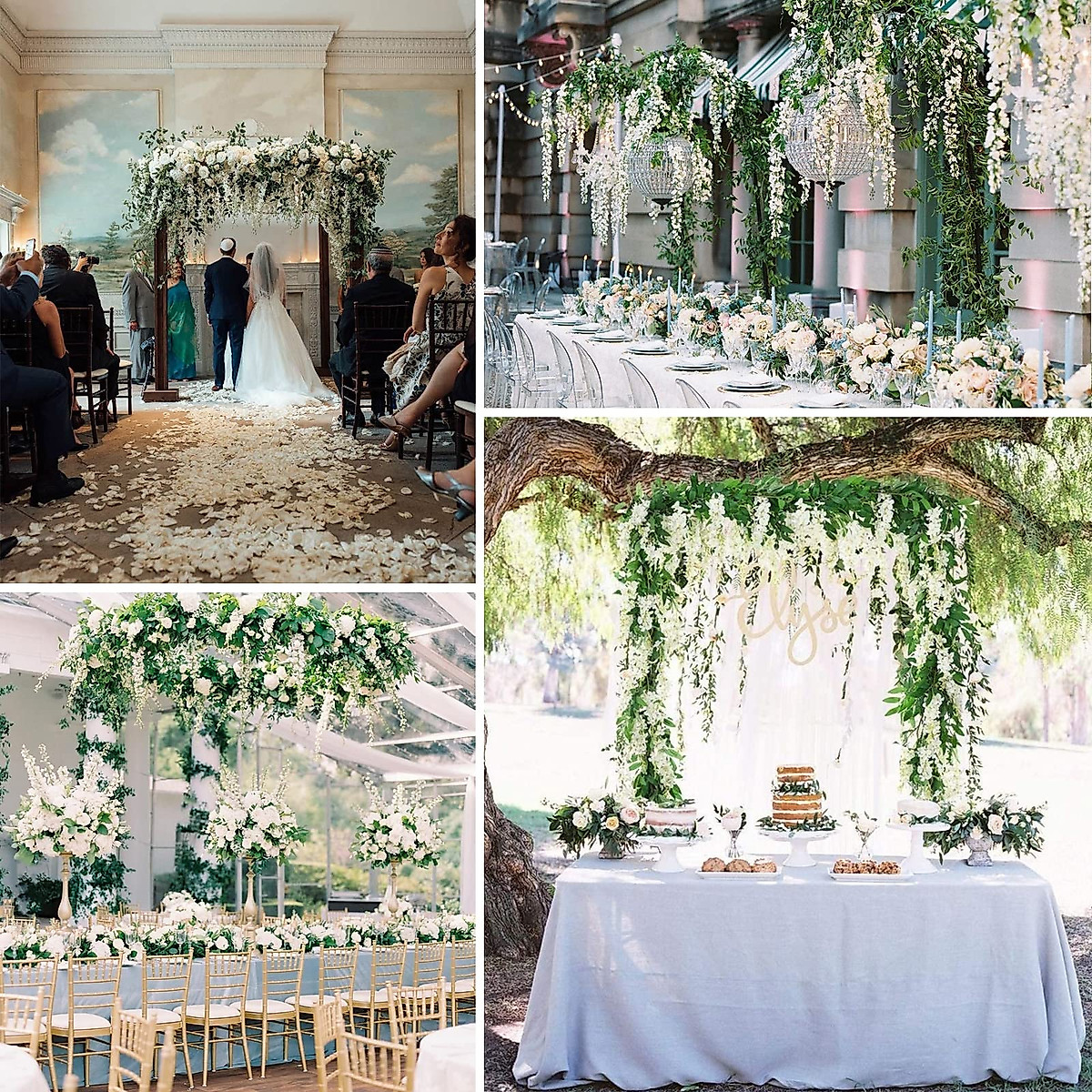 10 Packs Wisteria Artificial Flowers Garland,Total 63ft White Artificial Wisteria Vine Silk Hanging Flower Greenery for Home Garden Outdoor Ceremony Arch Floral Decor Decoration(White)