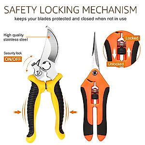 3 Pack Garden Pruning Shears Stainless Steel Blades Handheld Pruners Set with Gardening Gloves