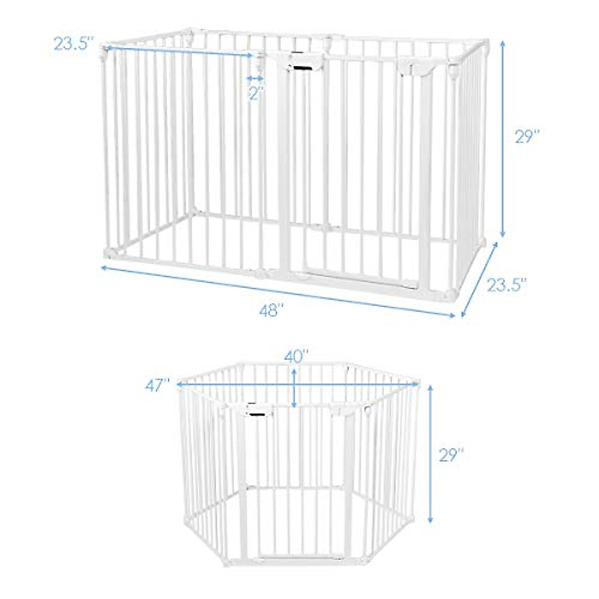 Costzon Baby Safety Gate, 6-Panel Fireplace Fence, Foldable Pet Gates for Easy with Add/Decrease Panels, Portable Wide Barrier Gate with Multiple Shapes for Child & Pet