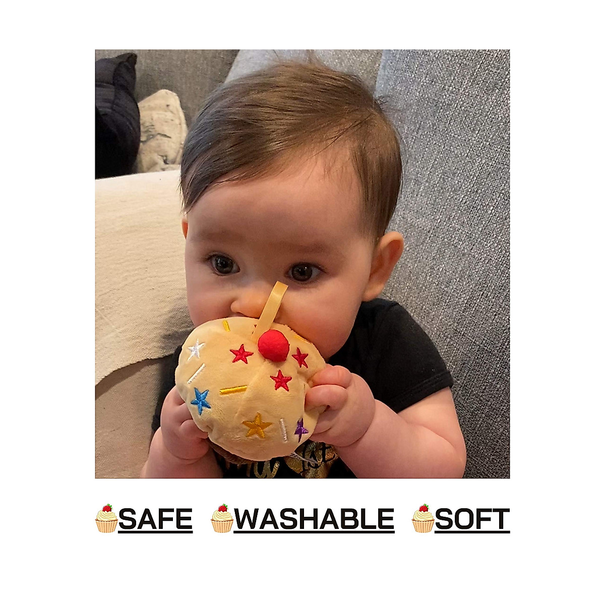 Baby Paper Baby Toys Strawberry Cupcake Toy | Sensory Toys for Baby Girl & Baby Boy | Toddler Toys Promote Sensory Play | Stuffed Toys Safe for Kids & Infants | Washable, Portable, & Lovable