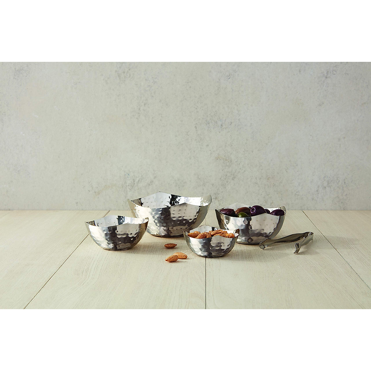 American Metalcraft SBH325 Squound Snack Bowl, Hammered Stainless Steel, 3-Ounces