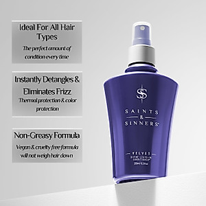 Saints & Sinners Award-Winning Velvet Divine Leave-In Conditioner Spray. Helps Dry, Frizzy, Coarse, Tangled, & Damaged Hair. Adds Moisture & Shine