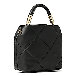 Anne Klein Mini AK Quilted Bucket Crossbody, Black