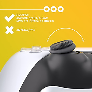 PlayVital 3 Pairs Silicone Aim Assist Target Motion Control Precision Rings for PS5, for PS4, for Xbox Series X/S, Xbox One, Xbox 360, for Switch Pro, for Steam Deck - Gray & Black & White