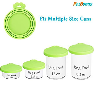 PetBonus Silicone Pet Can Lids, Dog Cat Food Can Cover, Universal Size Can Tops, 1 fit 3 Standard Size Food Cans, BPA Free Dishwasher Safe