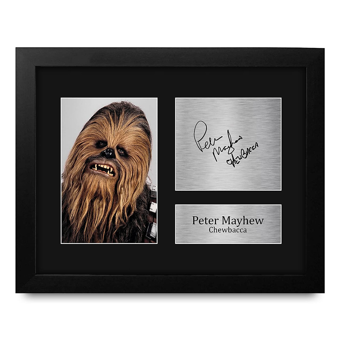 HWC Trading Peter Mayhew Gift USL Framed Signed Printed Autograph Star Wars Gifts Chewbacca Print Photo Picture Display - US Letter Size