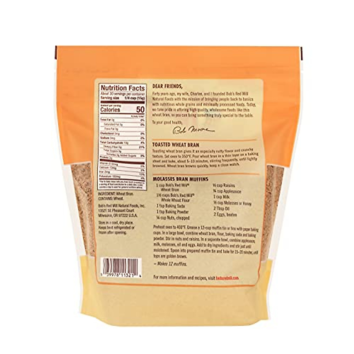 Bob's Red Mill Wheat Bran, 16-ounce (Pack of 4)