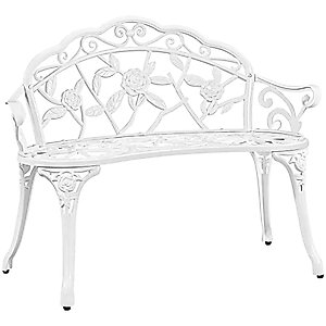 Topeakmart Garden Bench Outdoor Bench for Patio, Cast Aluminium Park Bench for Garden, Backyard, Lawn, Porch, Path