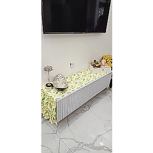 Throw Pillow Lemon Ruffle TV Console Unit Runner/TV Cabinet Cover Diwali Festival Decor (3 Feet TV Console(14x48 Inches)