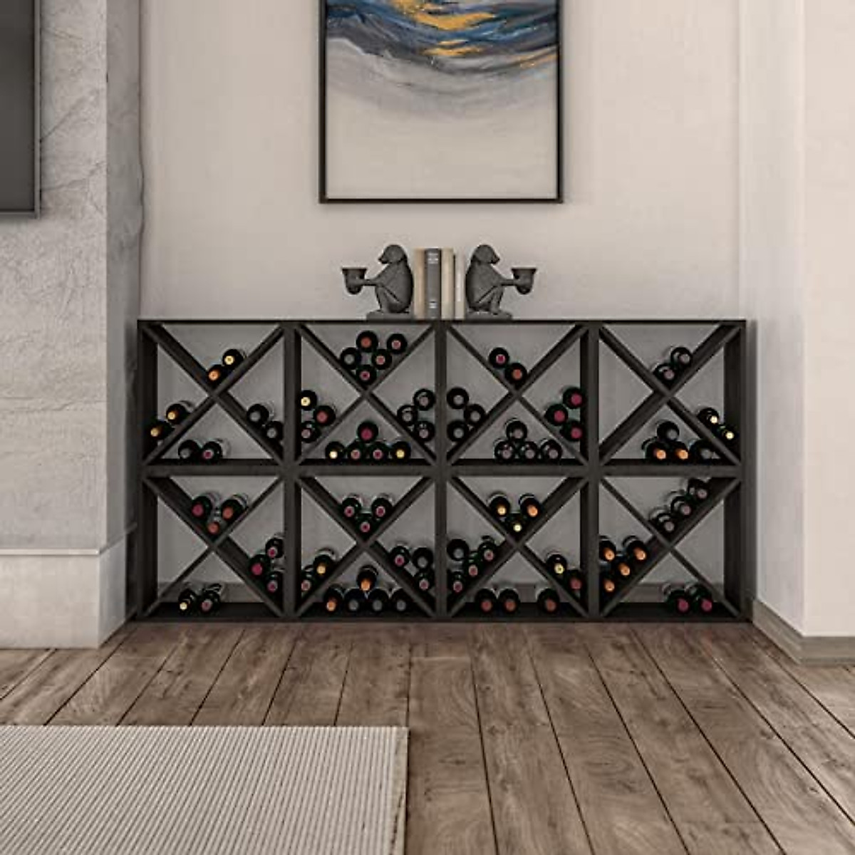 Wine Racks America Living Series Cube Wine Rack - Durable and Modular Wine Storage System, Pine Unstained - Holds 48 Bottles