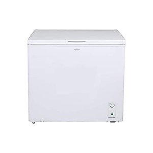 Koolatron Large Chest Freezer, 7.0 cu ft (195L), White, Manual Defrost Deep Freeze, Storage Basket, Space-Saving Flat Back, Stay-Open Lid, Front-Access Drain, for Basement, Laundry Room, Cottage