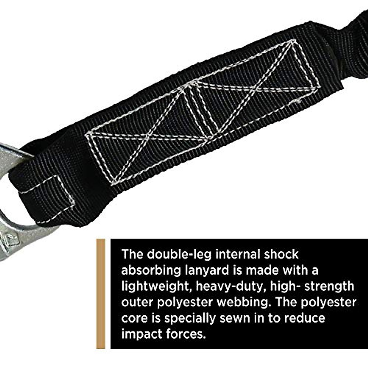 AFP 6FT Double Leg Internal Shock Absorbing Safety Fall Protection Lanyard with Dual Aluminum Pelican Rebar & Steel Snap Hook |Heavy-Duty Webbing | OSHA & ANSI Rated (Aluminum)