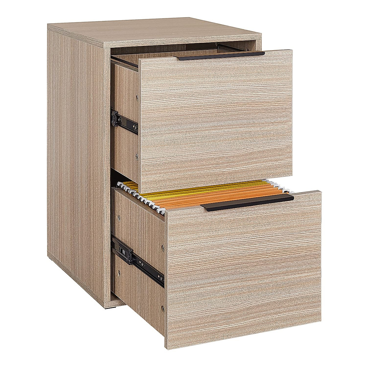 GREATMEET Wooden File Cabinet with 2 Drawer, Vertical Storage Filing Cabinet with Hanging Bars for Letter Size, 2 Drawer Filing Cabinets for Home Office, Beige