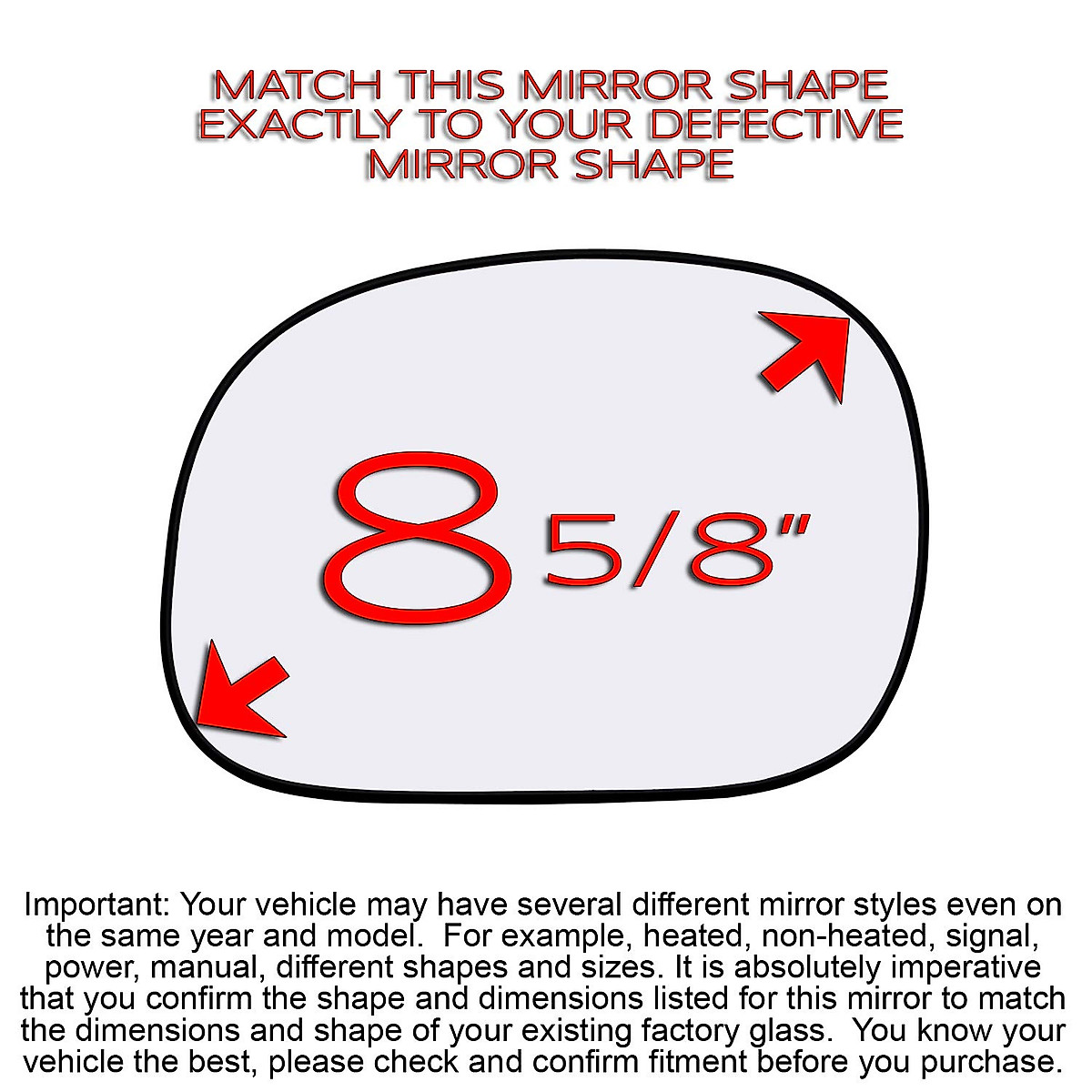 Side Mirror Glass Assembly With Plastic Back Plate (Non-Heated) Compatible with Ford 1997-2003 F150, 1997-1999 F250, 1997-2002 Expedition (Driver Side No Heat)