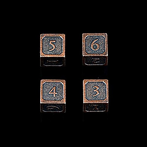 HEIMDALLR Metal Dice Set D&D 4D6s - 4pc Metal Dice Set w/Velvet Dice Bag - D&D Dice Set D&D (Dungeons and Dragons Dice Set) for RPG - Blacksmith Craft Dice (Weathered Bronze)