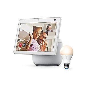 All-new Echo Show 10 (3rd Gen) - Glacier White - bundle with Ring A19 Smart LED Bulb