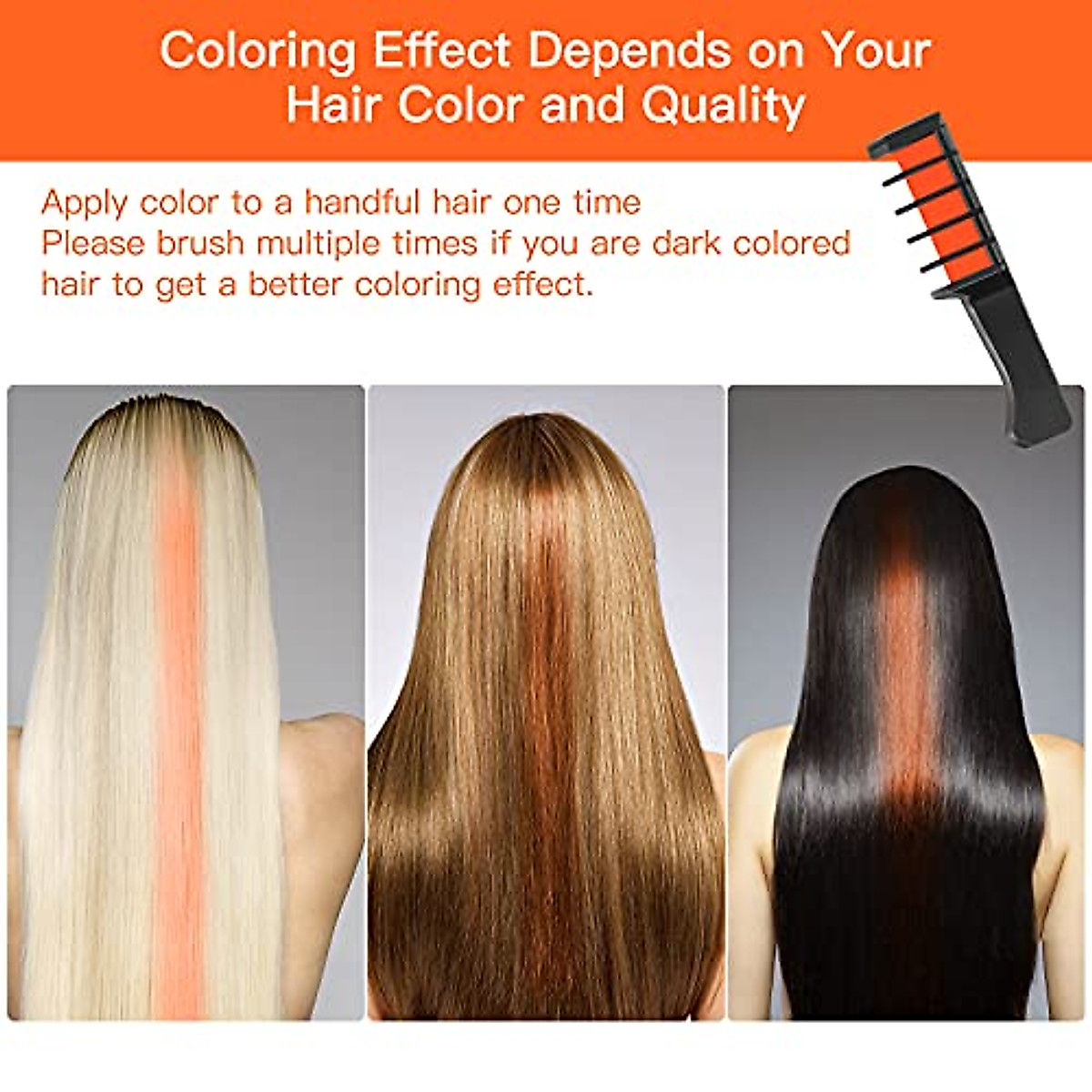 MSDADA Orange Hair Chalk for Girls-New Hair Chalk Comb Temporary Washable Hair Color Dye for Kids-Toys for 6 7 8 9 10 Year Old Girl Birthday Gifts for Christmas,Halloween,Cosplay Dress Up-Fluorescent