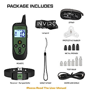 INVIROX Shock Collar for Large Dog [Spark K9] 124 Levels with Remote 1100yd Range, Night-Light Mode for Medium Dogs IP67 Waterproof Training Collar for Dogs