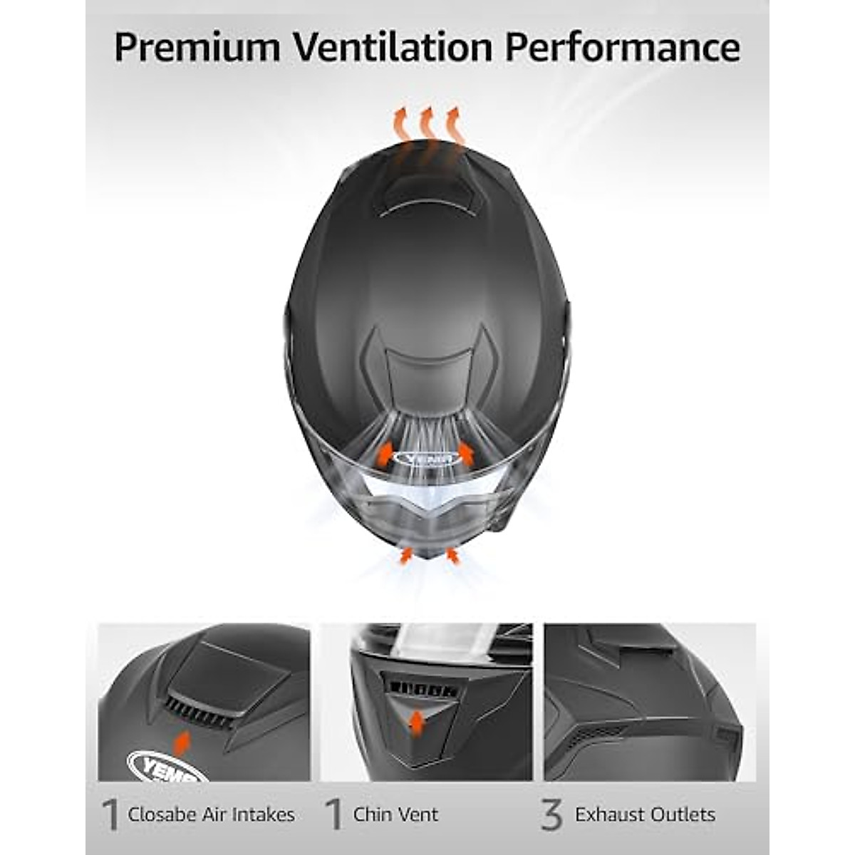 YEMA Modular Motorcycle Helmets, DOT Approved Full Face Motorcycle Helmet with Flip Up Dual Visor, Helmets for Adults Motorcycle Men Women Helmets for Street Scooter ATV E-Bike - YM-926 Black