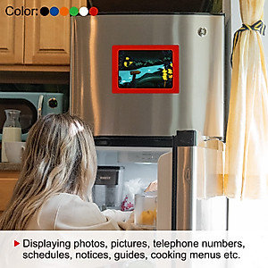 PATIKIL Magnetic Picture Frame, 2 Pack Magnetic Photo Frame Picture Holder Holds 8.5x11 Inch Photos for Refrigerator Metal Home Office, PVC Red