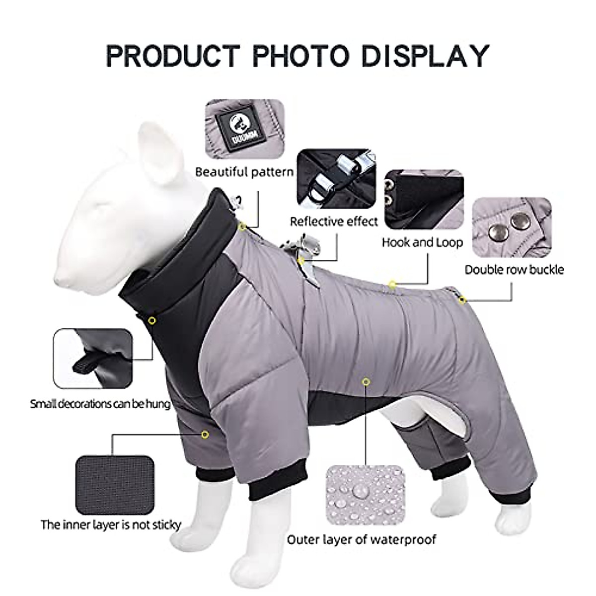 Duleylv Dog Winter Coat Thick Warm Dog Jacket Reflective Dog Sweaters Windproof Dog Clothes for Small Medium Large Dogs Comfortable Pet Apparel for Cold Weather,Yellow,2XL