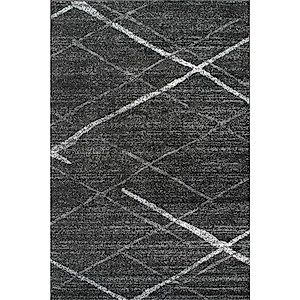 nuLOOM 3x5 Thigpen Contemporary Area Rug, Charcoal, Abstract Lines, Non-Slip Backing, Stain Resistant, For Bedroom, Dining Room, Living Room, Hallway, Office, Kitchen, Entryway
