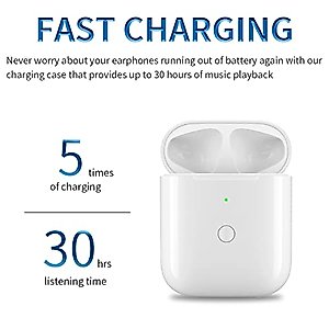 Wireless Charging Case Compatible for AirPods 1/2, Charger Replacement Cases Compatible with AirPods 1/2, Support Bluetooth Pairing and Sync Button(Earbuds Not Included)