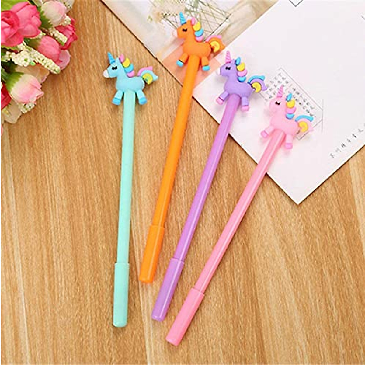 WIN-MARKET Animal Horse Gel Ink Pen Cute Kawaii Black Writing Pens Ballpoint Black Ink Gel Pen Party Gift Gel Ink Pens Funny School Stationery Office Supplies(6PCS)