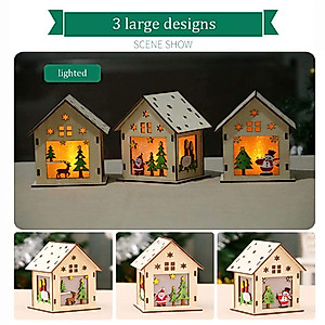 Wood Craft Kits Unfinished Small Houses 3D Cutting Wooden Puzzle Toy for Kids and Adults Build Your Own Perfect Decoration-Including 7 pcs