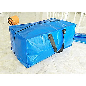 Heavy Duty Oversized Storage Bag, 4 Pcs Blue Totes Moving Storage Bags with Zippers, for Travelling Camping Dorm College Moving Supplies Boxes, Clothes Storage Bins Compatible with Ikea Frakta Cart