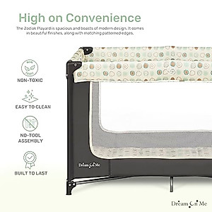 Dream On Me Zodiak Portable Playard in Grey, Lightweight, Packable and Easy Setup Baby Playard, Breathable Mesh Sides and Soft Fabric - Comes with a Removable Padded Mat