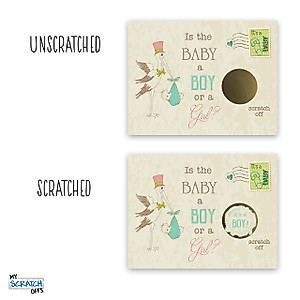 My Scratch Offs - 25 Pack Its a Boy Vintage Stork Baby Carriage Gender Reveal Scratch Off Cards & Stickers Funny Games Ideas for Family and Guests