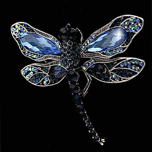Dragonfly Brooch Rhinestone Crystal Brooch Animals Pin for Women Jewelry Outfits Decoration Blue