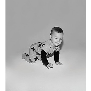 NUNUNU Baby Long Sleeve Playsuit, 100% Cotton, For Infant Boys & Girls, White - Stars, 6-12 Months…