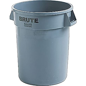 RUBBERMAID FG262000GRAY Brute Round Container, 20 gal Capacity, Gray