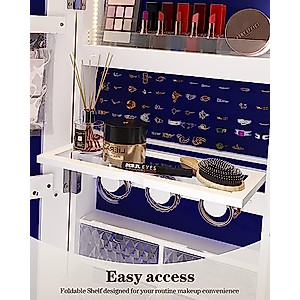 HWB Full-length mirror Jewelry Cabinet Standing with Lights 6297 (White 2)
