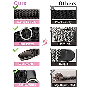 Drizzte Plus Size Belts 67inch Womens Stretch Belt Black Elastic Belts for Women